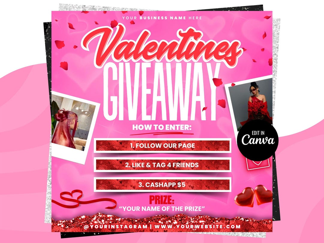February Raffle Giveaway Flyer, Valentine’s Day Raffle Flyer ...