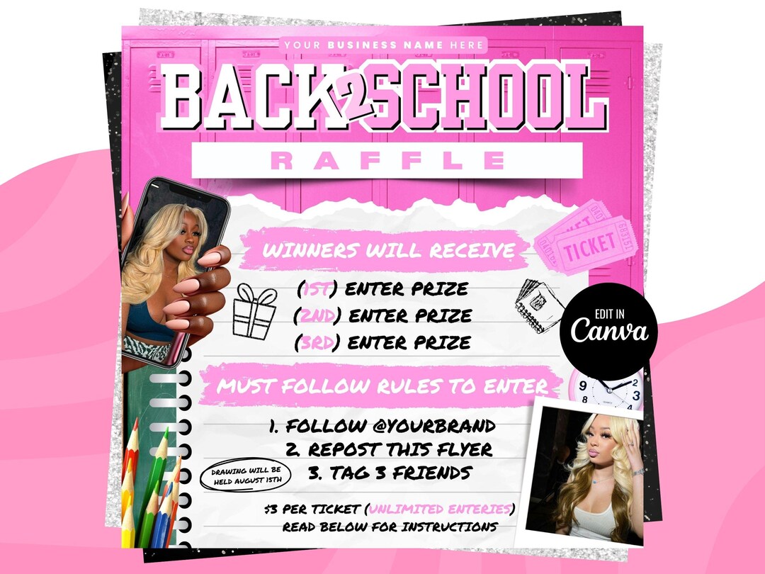 Back to School Raffle Giveaway Flyer, August Raffle Giveaway Flyer ...