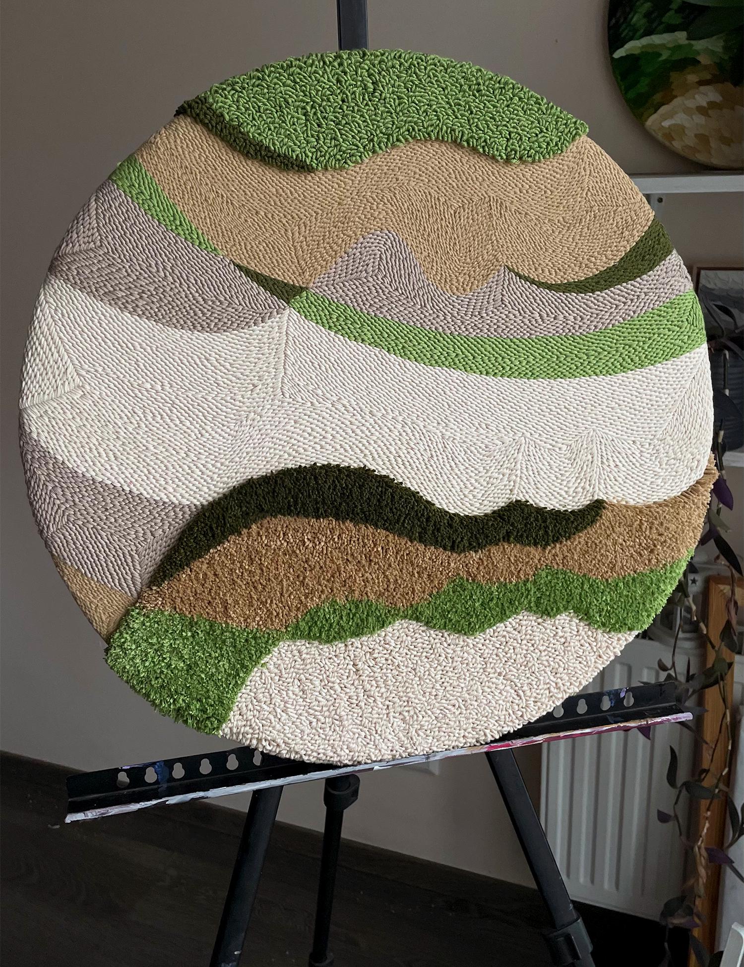 Textile Fiber Art, 3D Punch Needle Wall Hanging, Round Canvas - Etsy