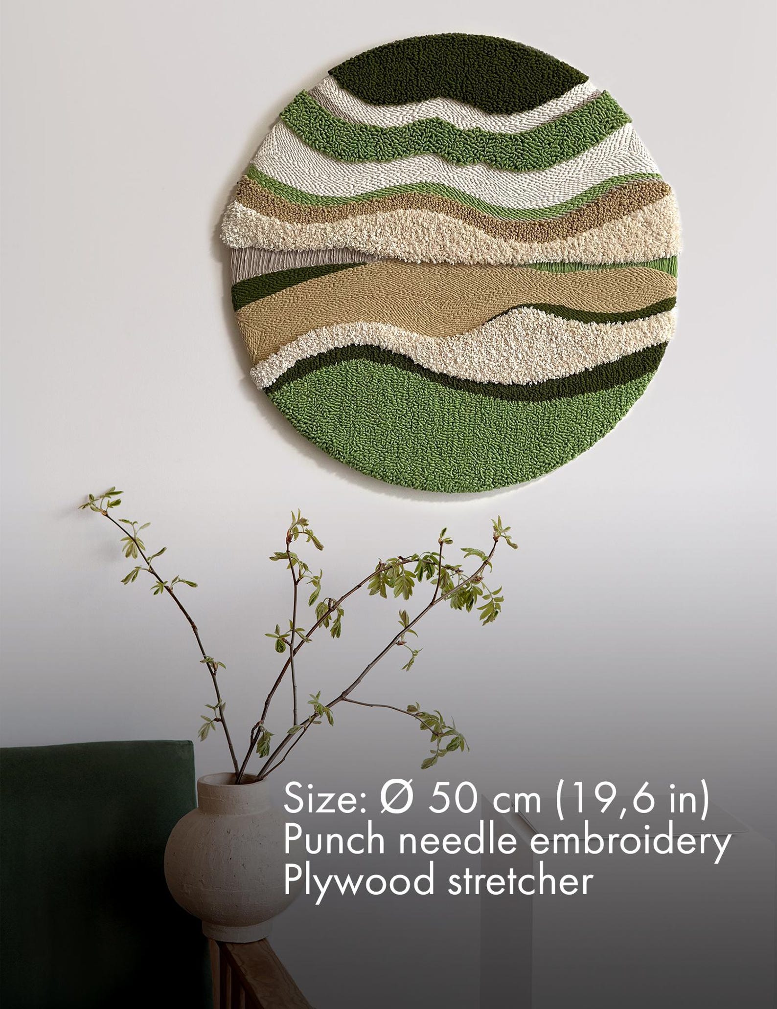 Textile Fiber Art, 3D Punch Needle Wall Hanging, Round Canvas - Etsy