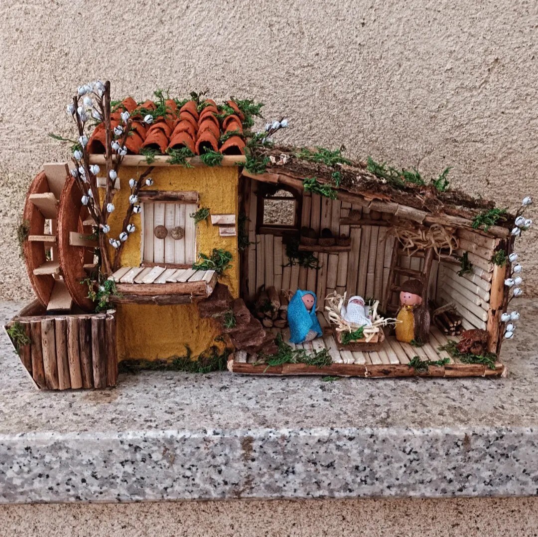 Handmade Nativity Scene With Watermill, Christmas Unique Decor ...