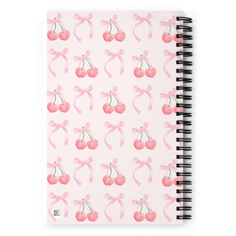Coquette Cherry & Ribbon Spiral Notebook - Cute Back to School Supplies ...