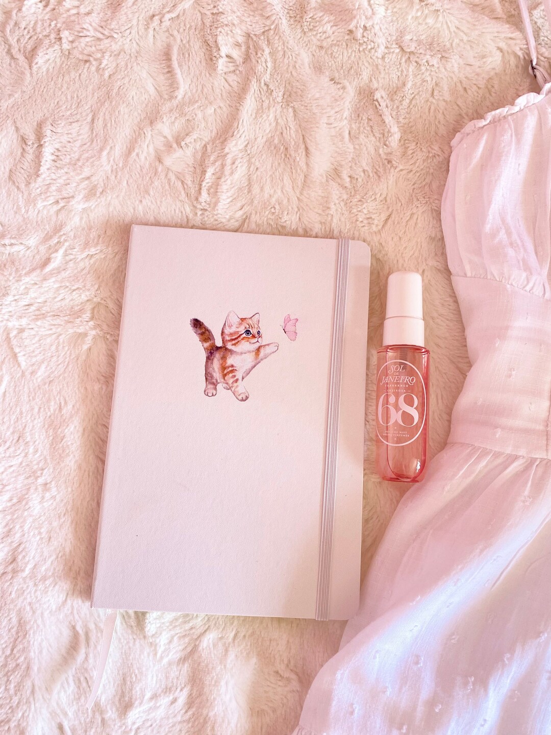 Orange Cat Hardcover Notebook - Cute Coquette Animal Painting School ...