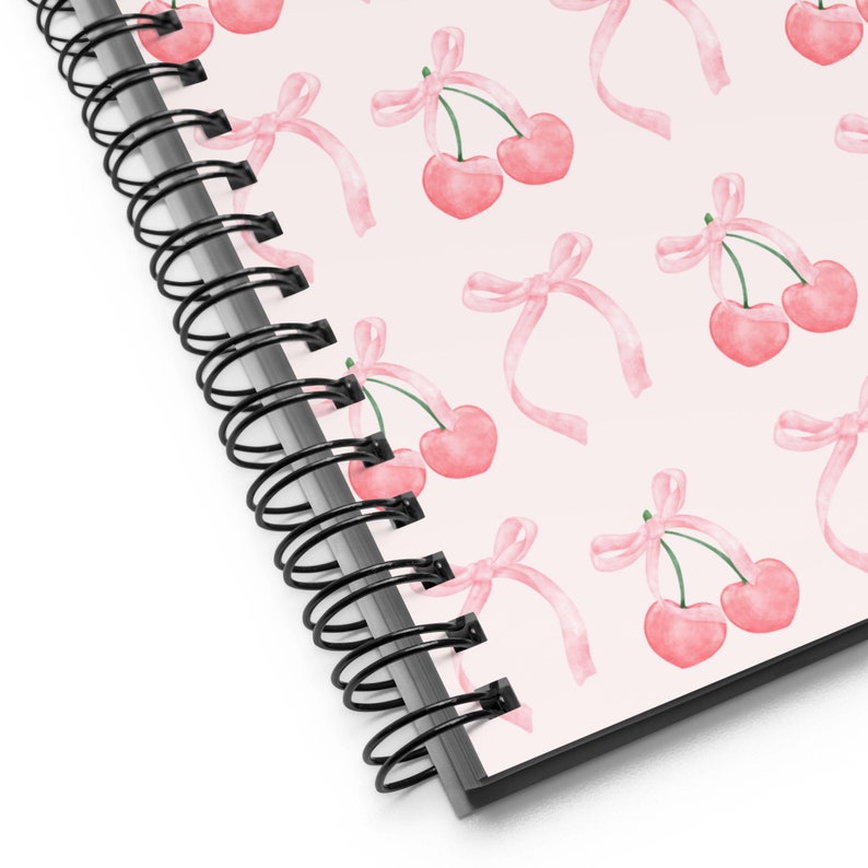 Coquette Cherry & Ribbon Spiral Notebook - Cute Back to School Supplies ...