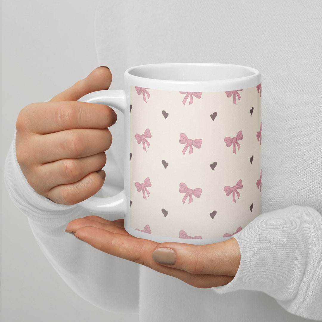 Coquette Bow Ceramic Mug - Cute Gift for Her - Chic Drinkware - Girly Aesthetic Kitchen ...