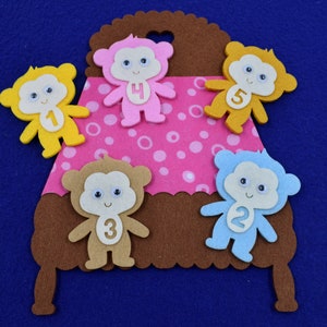 Five Little Monkeys Felt Set / Quiet Book / Kindergarten Game / Kids ...