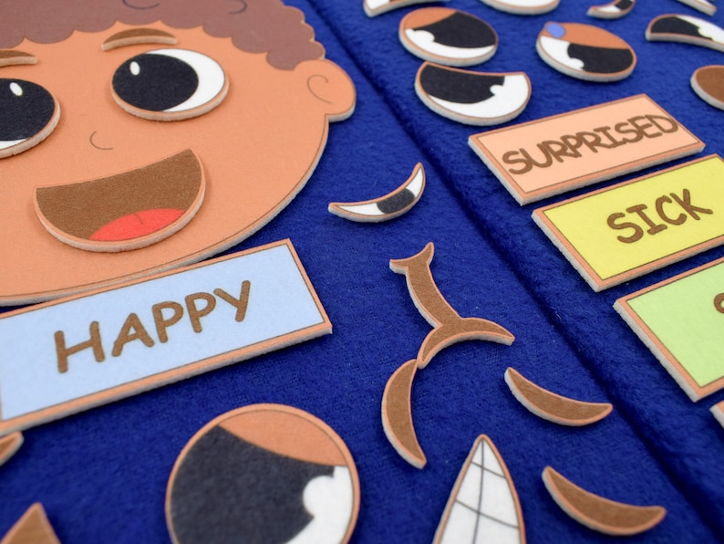 Emotions Activity for Boy - Felt Set/ Quiet Book / Kindergarten Game ...