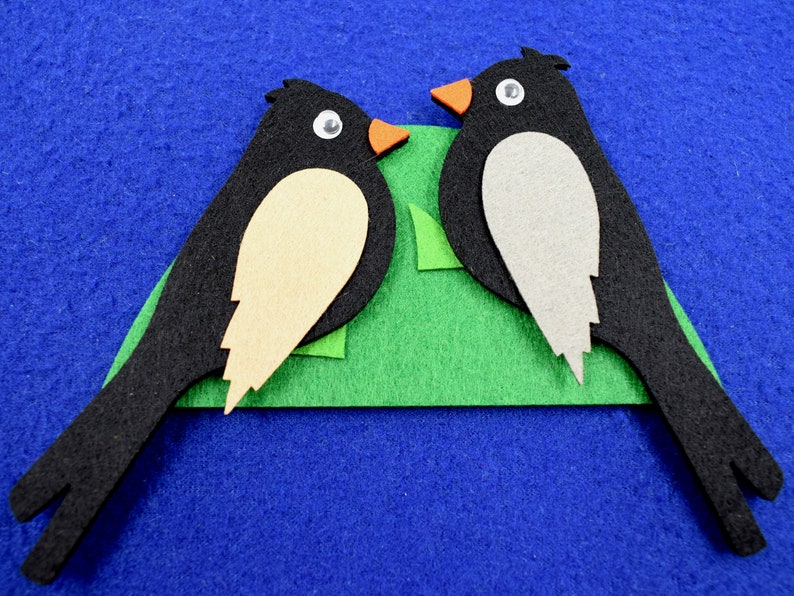 Two Little Black Birds Felt Set / Quiet Book / Kindergarten Game / Kids ...