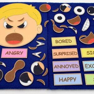 Emotions Activity for Boy - Felt Set/ Quiet Book / Kindergarten Game ...