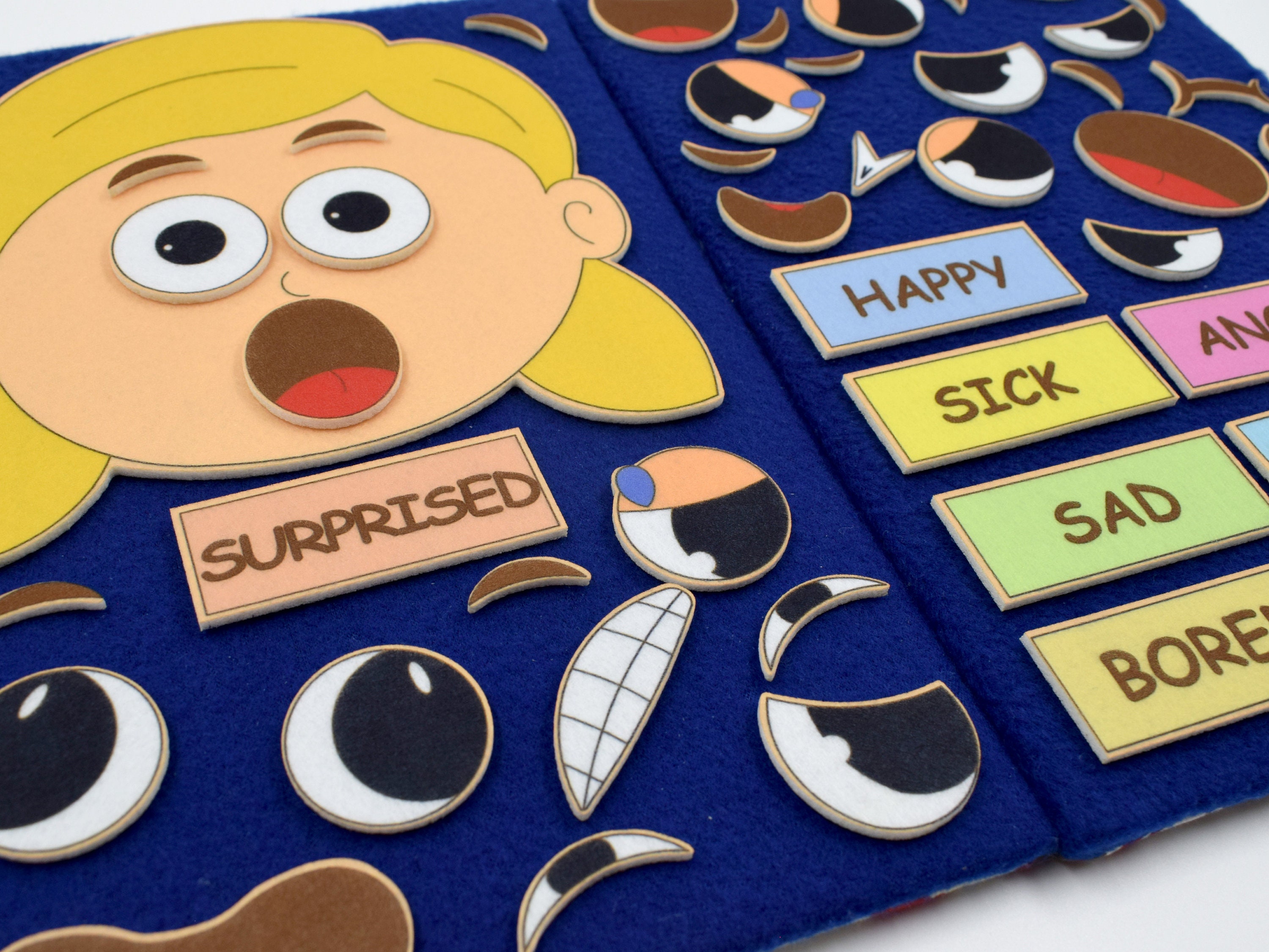 Emotions Activity for Girl - Felt Set/ Quiet Book / Kindergarten Game ...