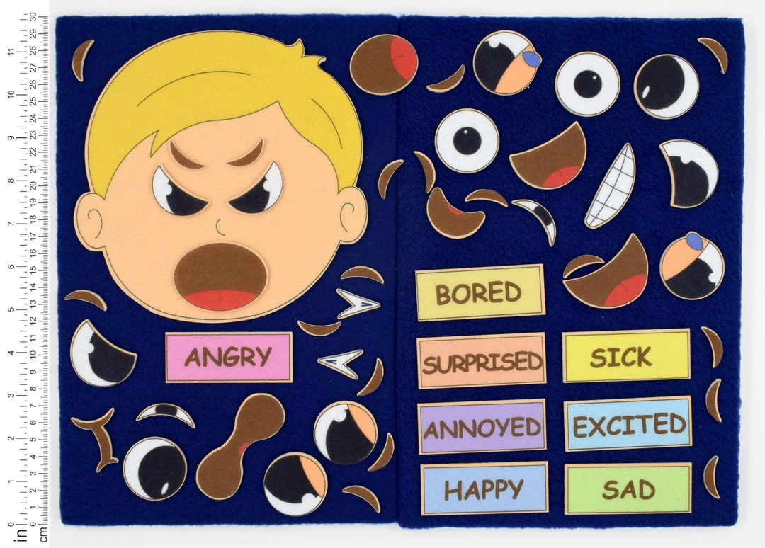 Emotions Activity for Boy - Felt Set/ Quiet Book / Kindergarten Game ...