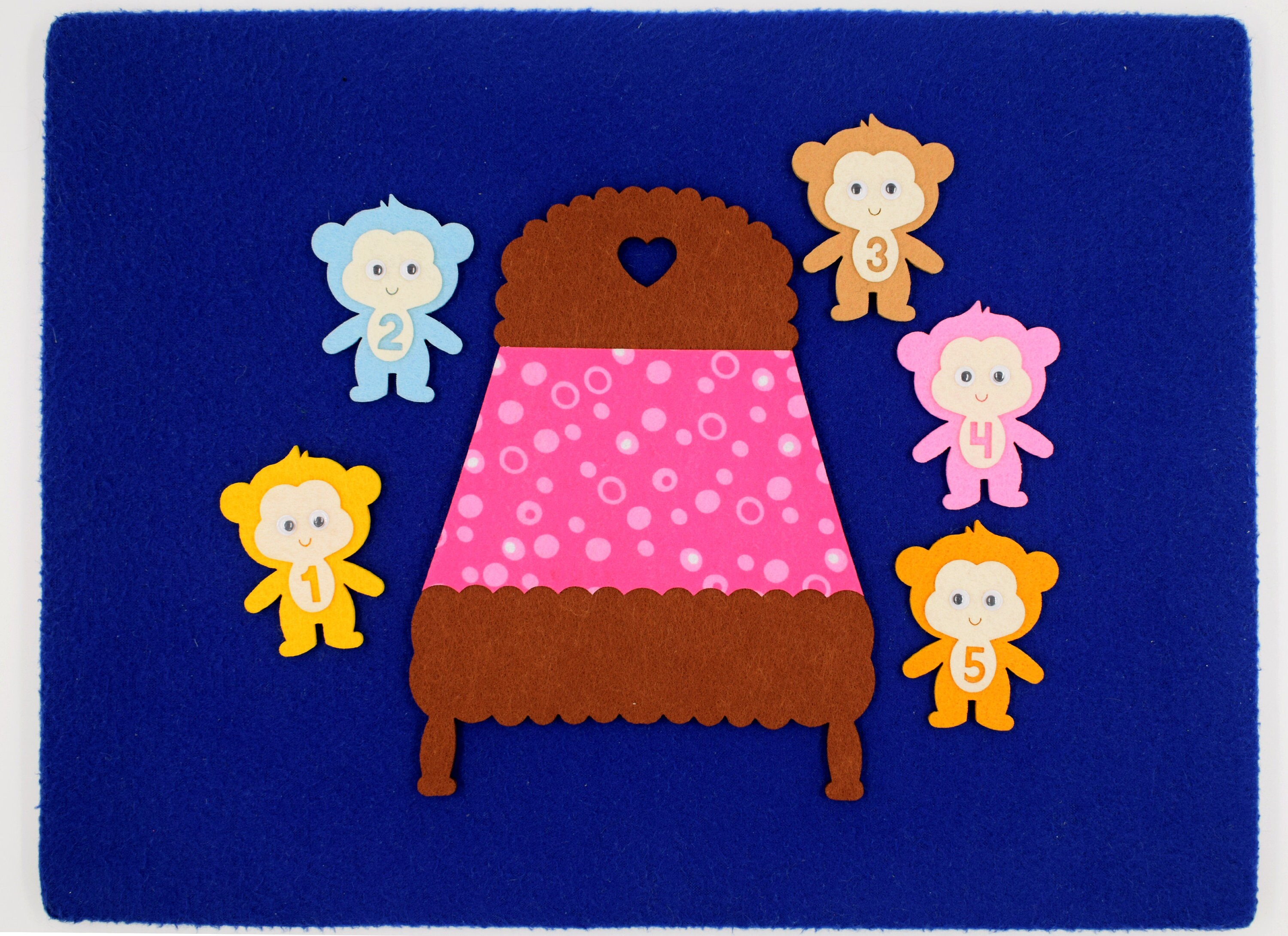 Five Little Monkeys - Felt Set / Quiet Book / Kindergarten Game / Kids ...