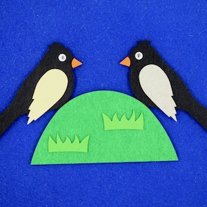 Two Little Black Birds - Felt Set / Quiet Book / Kindergarten Game ...