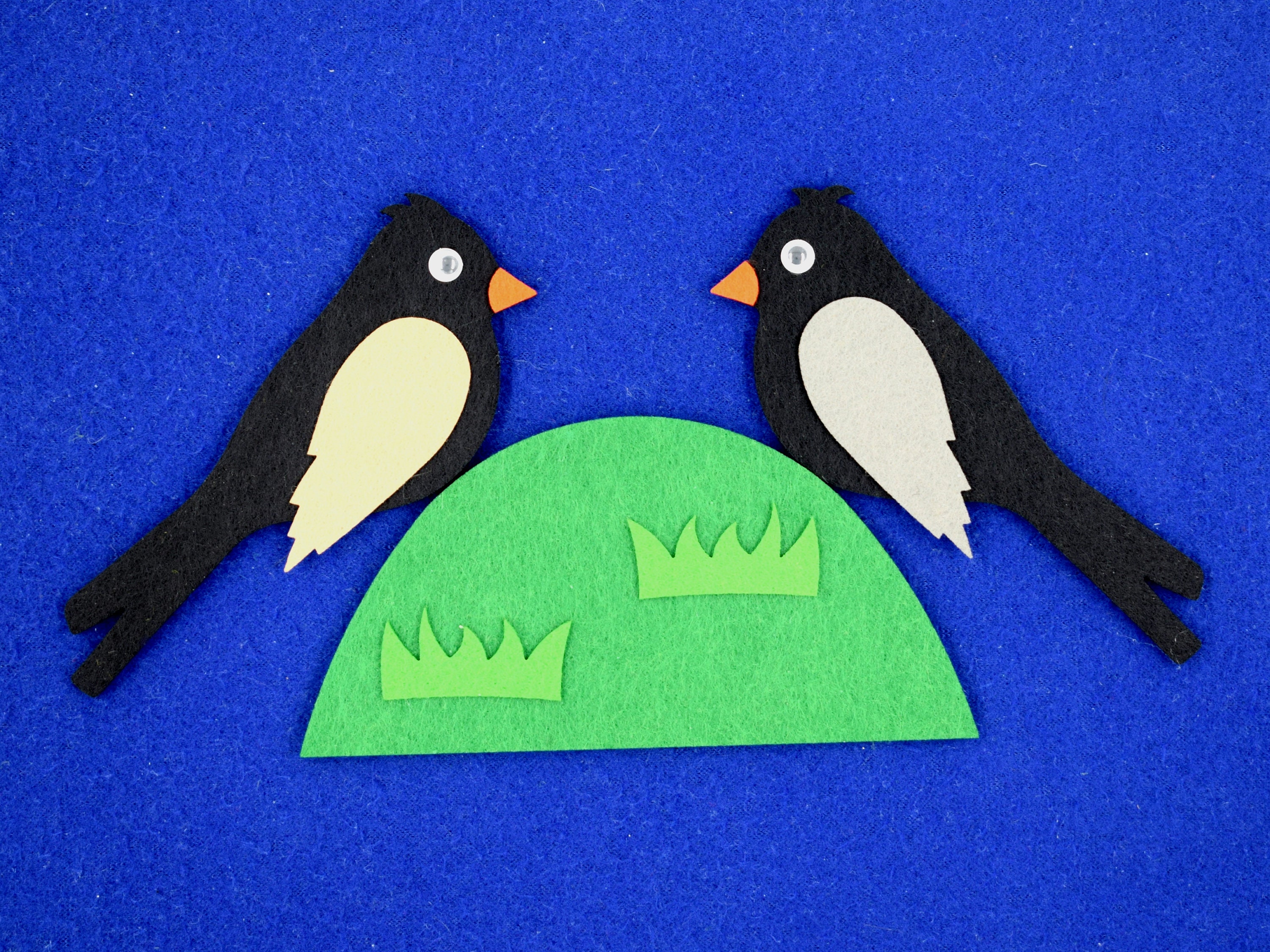 Two Little Black Birds - Felt Set / Quiet Book / Kindergarten Game ...