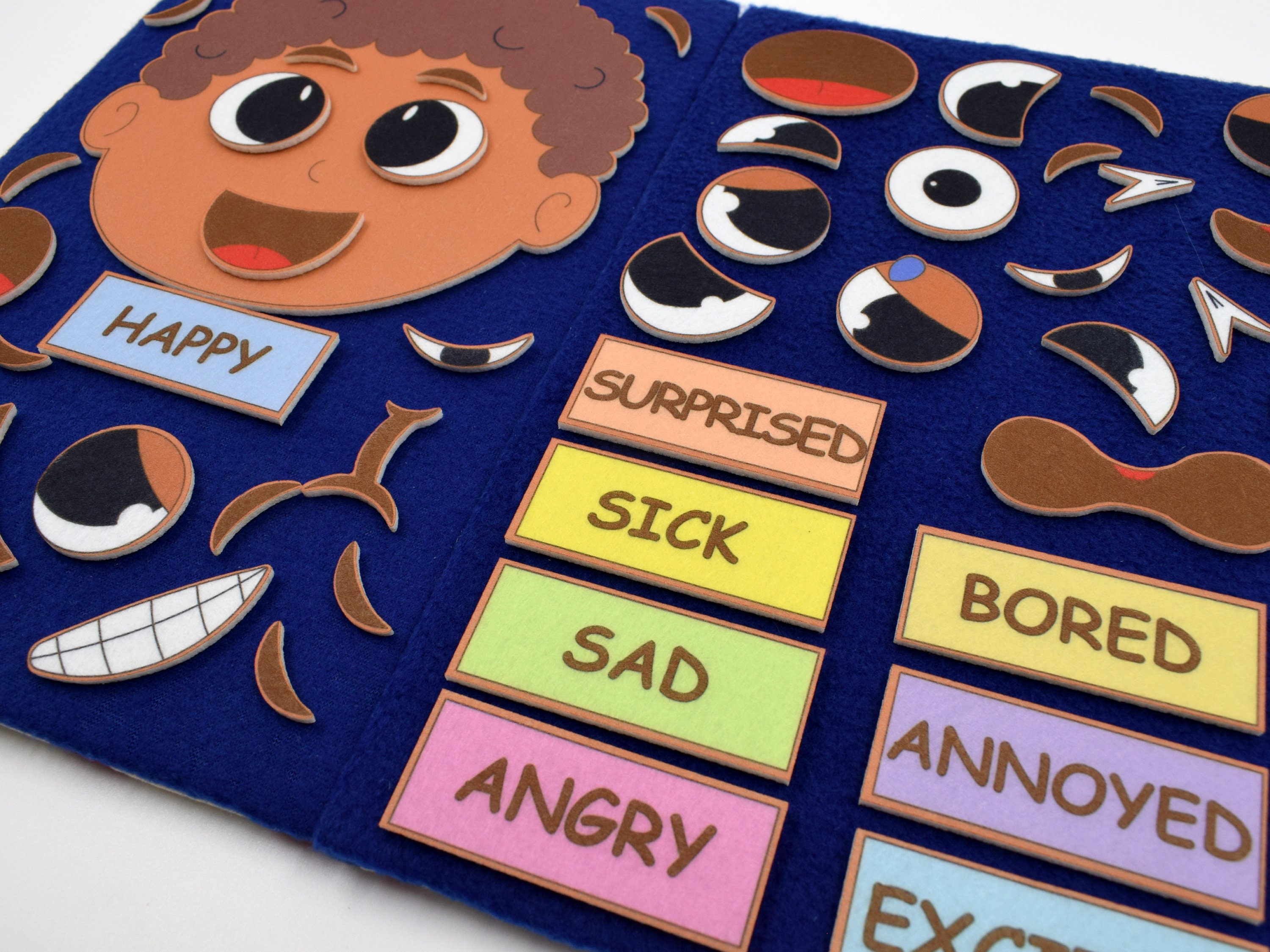 Emotions Activity for Boy - Felt Set/ Quiet Book / Kindergarten Game ...