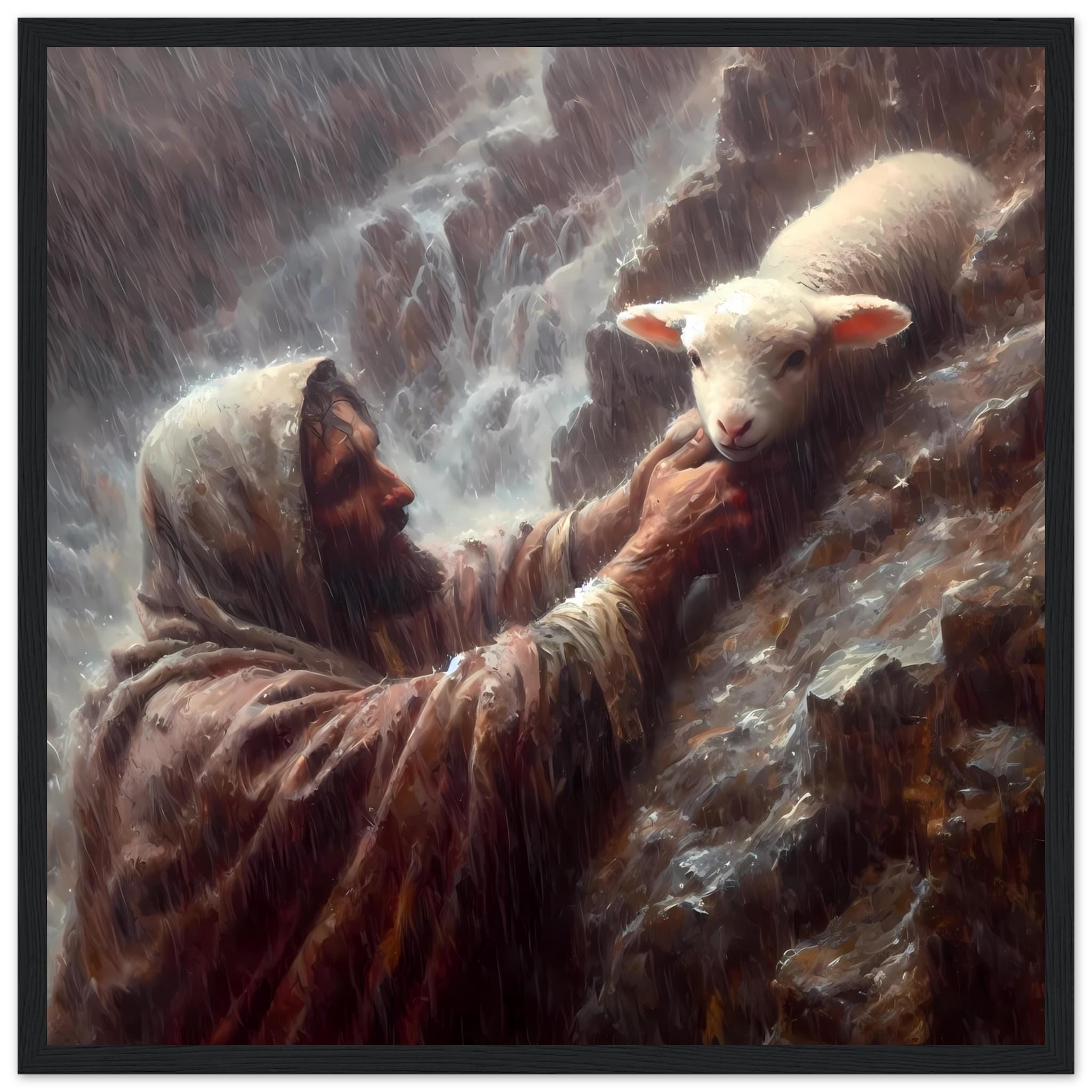 Jesus Recuing a Baby Lamb Jesus Good Shepherd Wall Art Christian Print ...