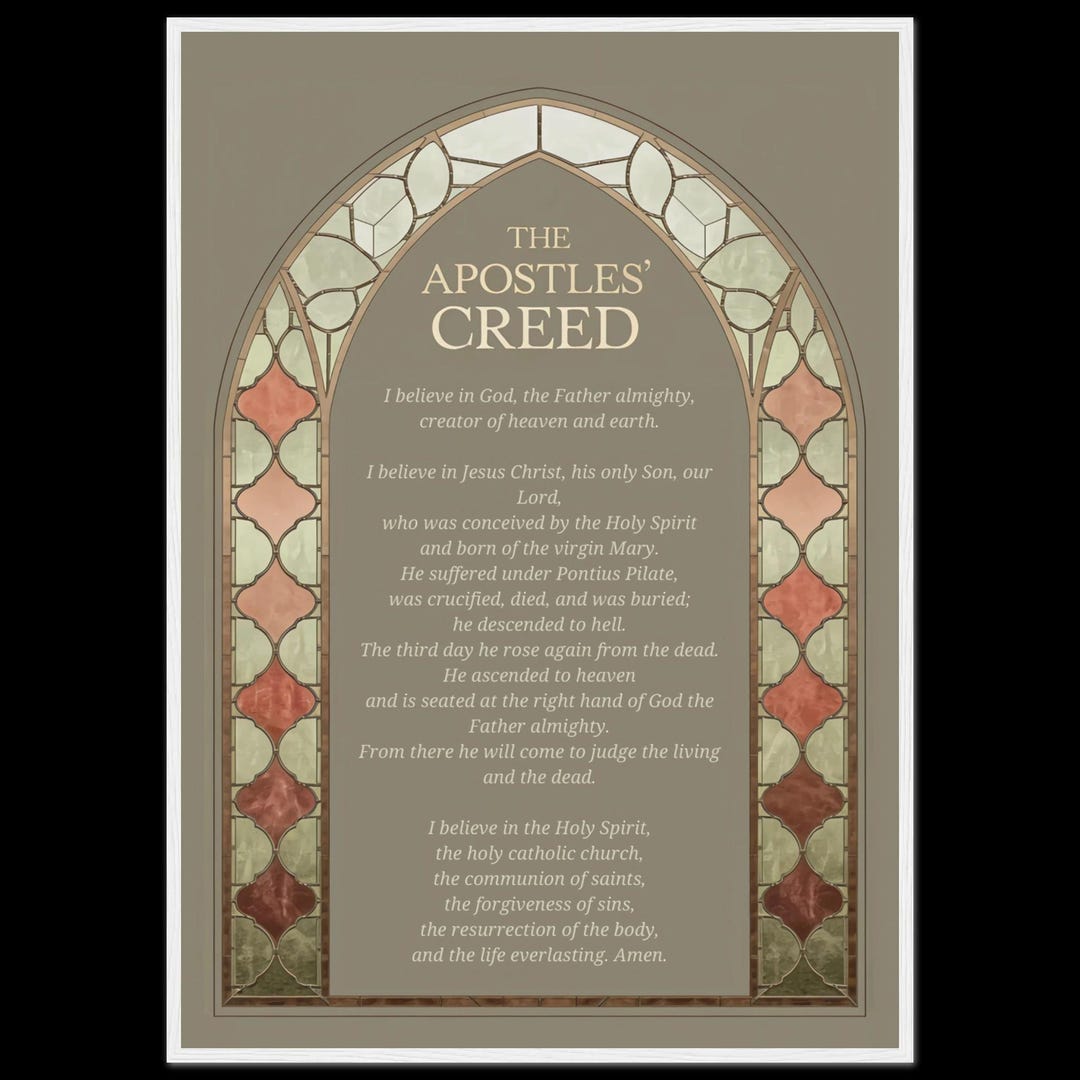 Apostles Creed Wall Art Christian Prayer Print Gold Lettering Religious ...