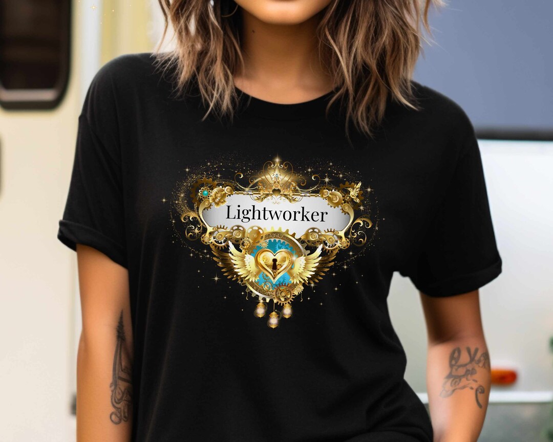LIGHTWORKER TSHIRT, Creative Design Tee, Modern Yoga Tshirt, Psychedelic T Shirt, Premium ...