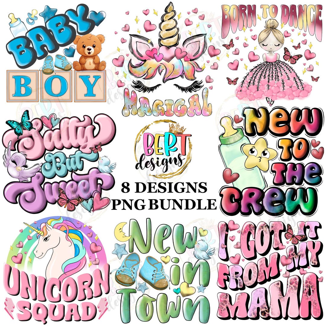 Kids Png Bundle Sublimation Designs, Baby Png Bundle Unicorn Clipart ...