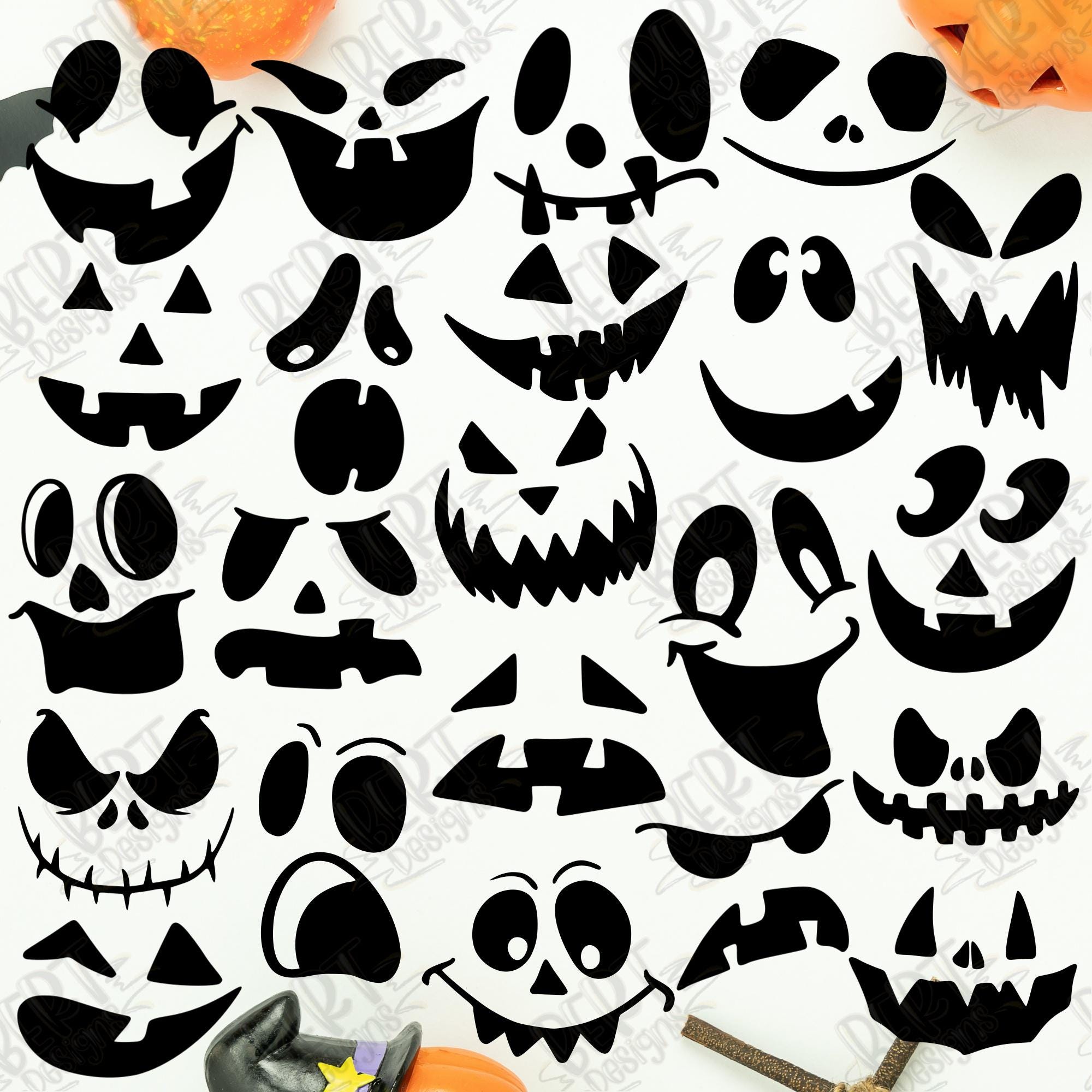 Halloween Faces Bundle Svg Cut Files for Cricut Silhouette Halloween ...