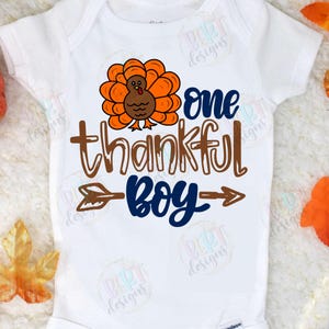 One Thankful Boy Svg Cut Files for Cricut, Thanksgiving Boy Turkey ...