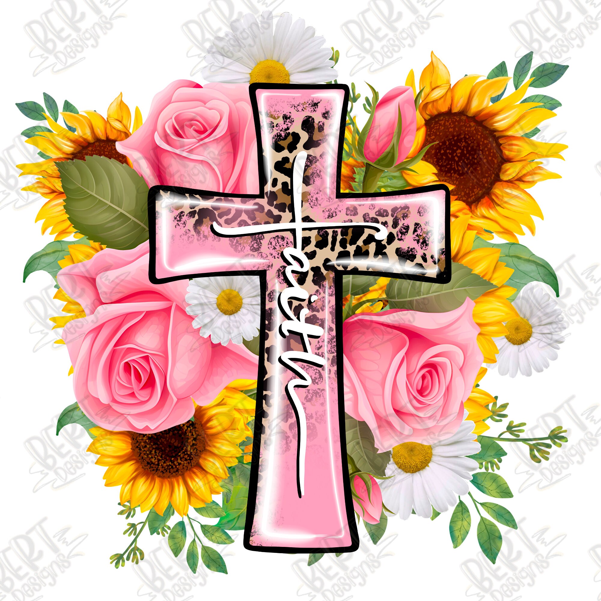 Faith Cross Sublimation Png Design Leopard Print Cross Png Religious ...