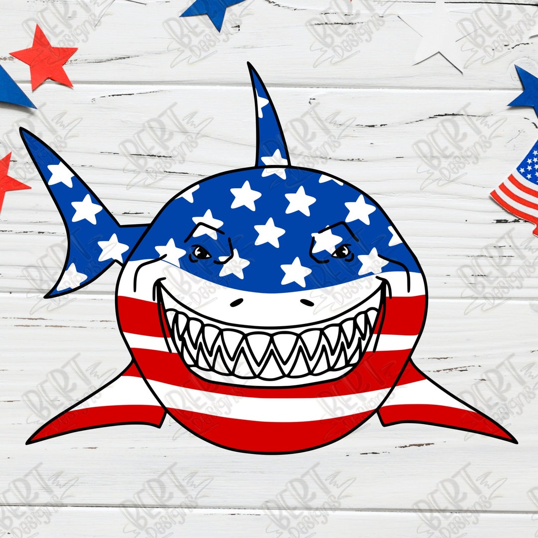 4th of July Shark Svg Cut File for Cricut Silhouette Independence Day ...