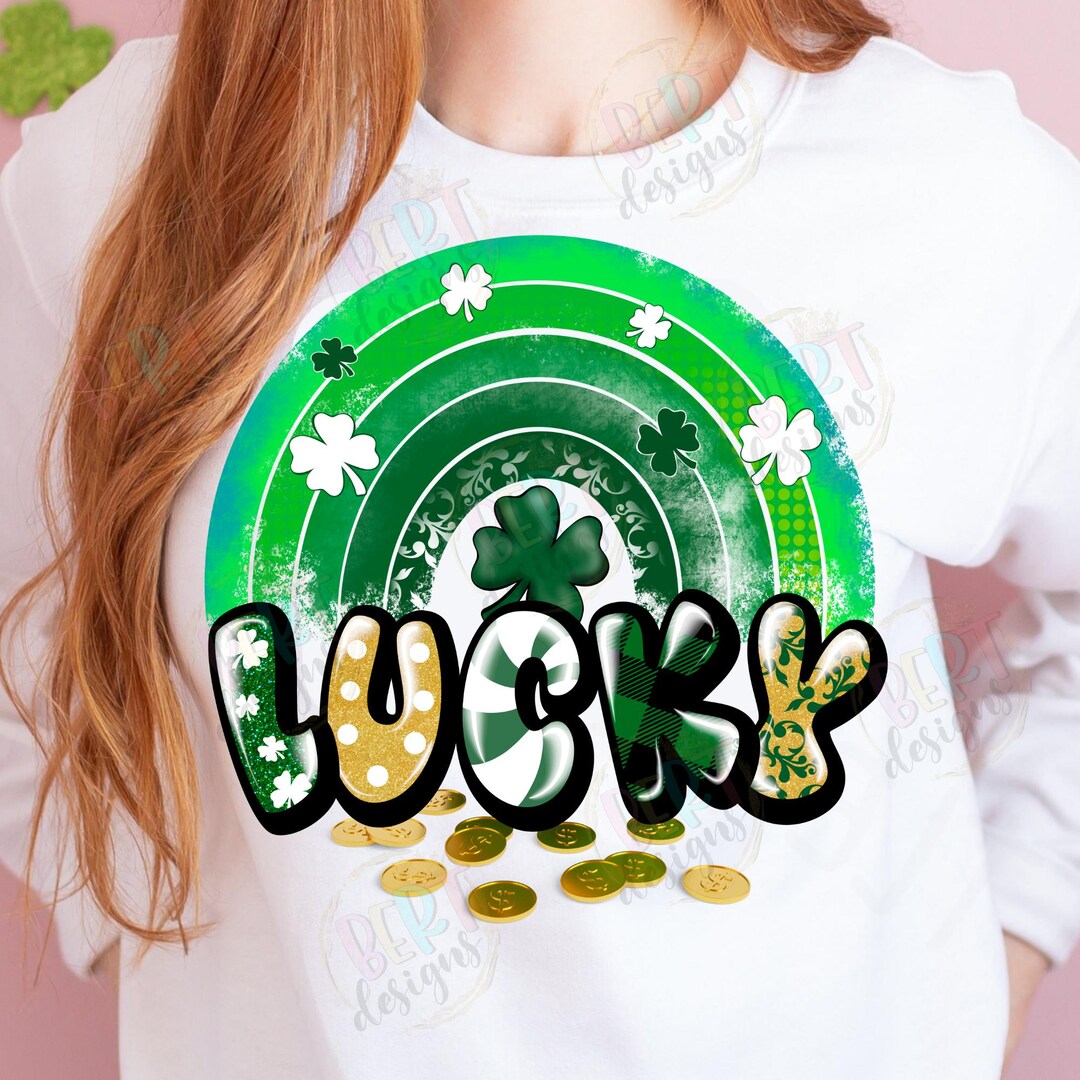 Lucky Rainbow Png Sublimation Designs, St Patricks Png Rainbow Shamrock ...