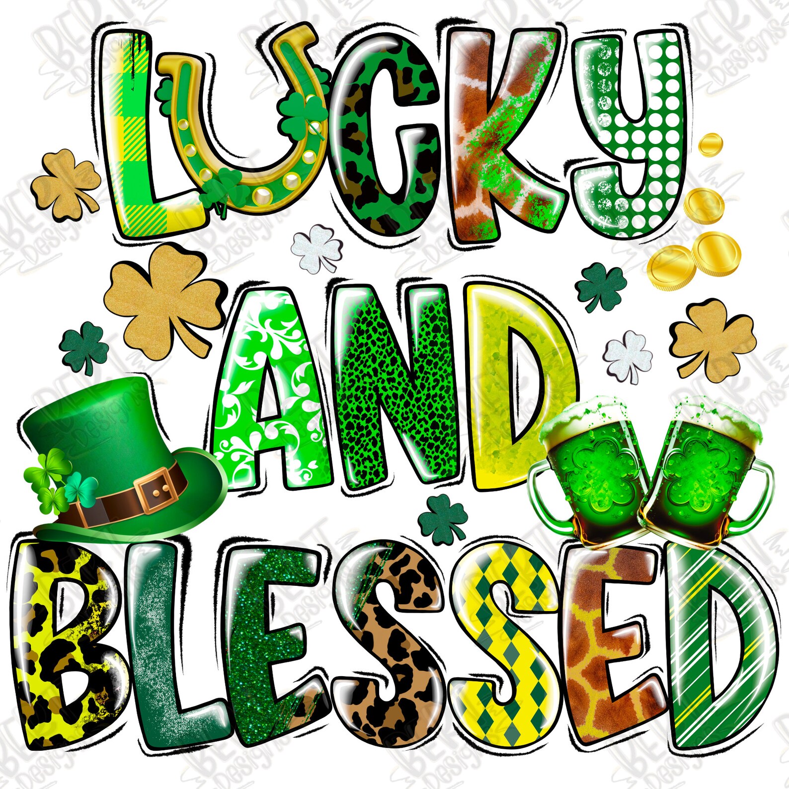 Lucky and Blessed Png Sublimation Design St. Patrick's Day Sublimation ...