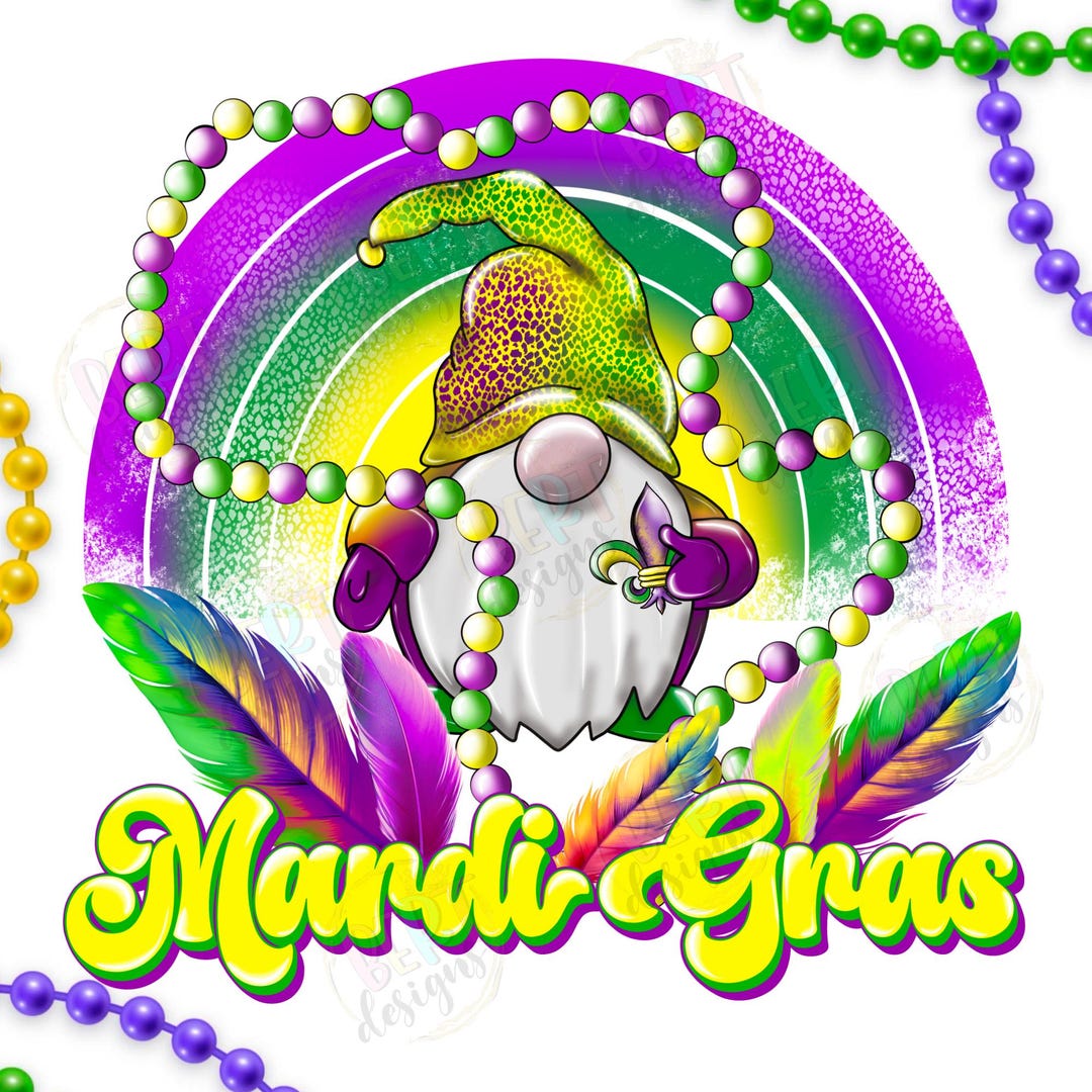 Mardi Gras Gnome Png Sublimation Designs Rainbow Clipart, Retro Mardi ...