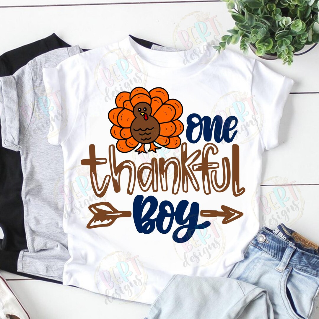 One Thankful Boy Svg Cut Files for Cricut, Thanksgiving Boy Turkey ...