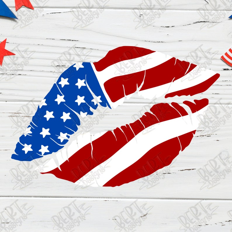 American Flag Lips Svg Cut File for Cricut Silhouette 4th of July Lips ...