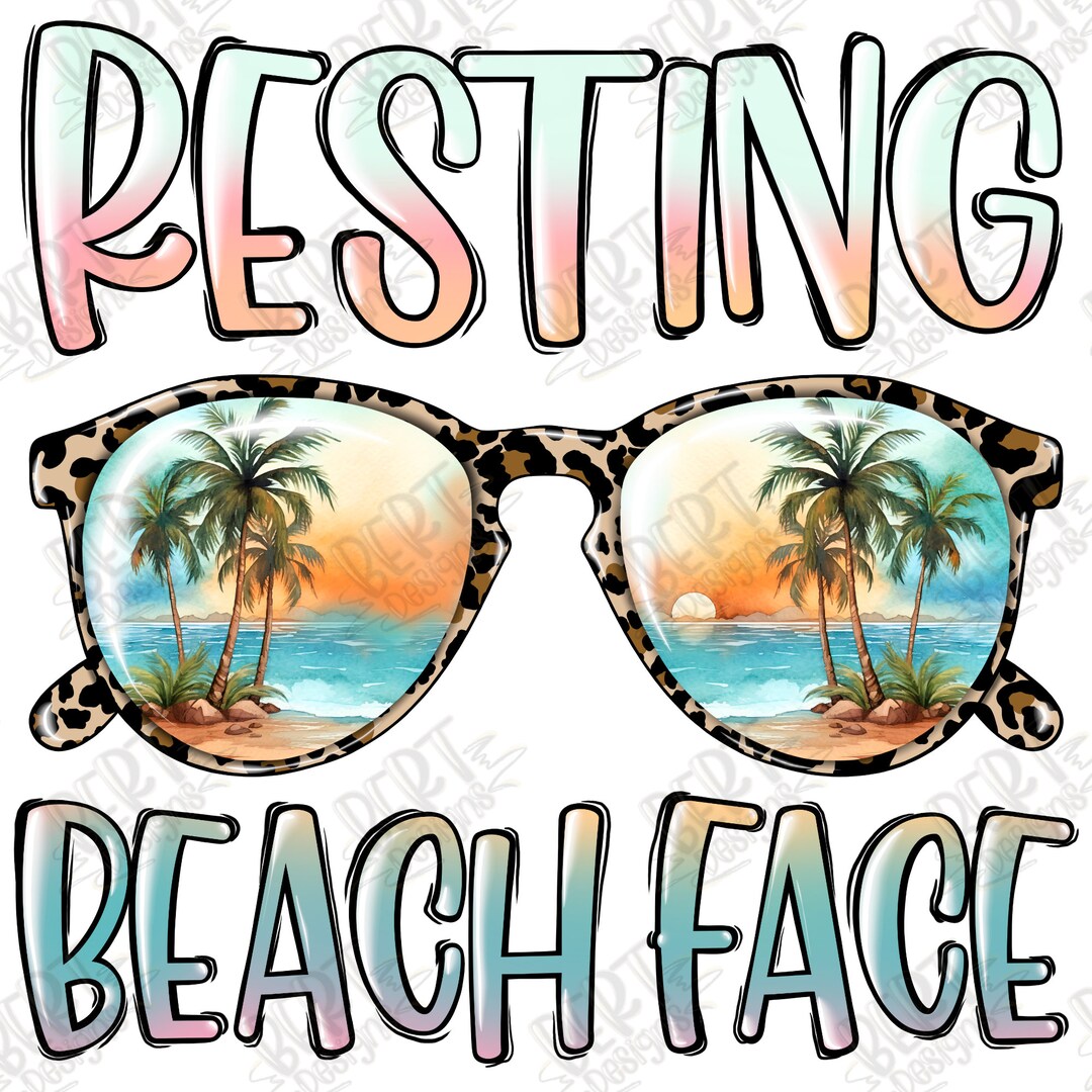 Resting Beach Face PNG: Leopard Sunglasses, Palm Trees (digital ...