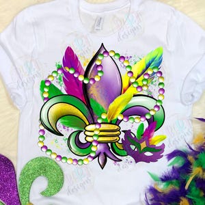 Mardi Gras Fleur De Lis PNG: Masquerade Mask Clipart (digital Download ...