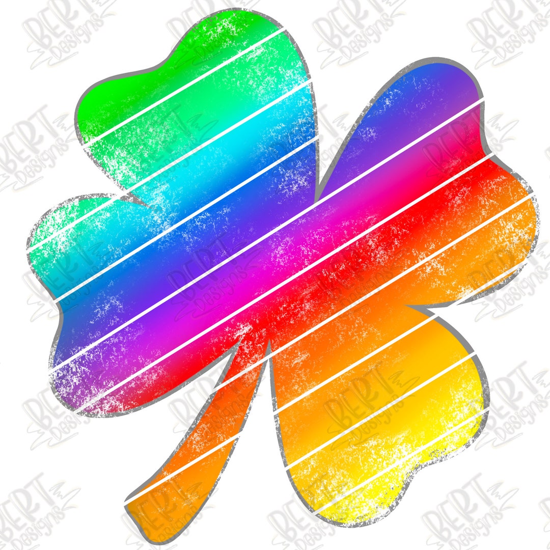 Rainbow Clover Png Sublimation Distressed Shamrock Png Lucky Clover ...