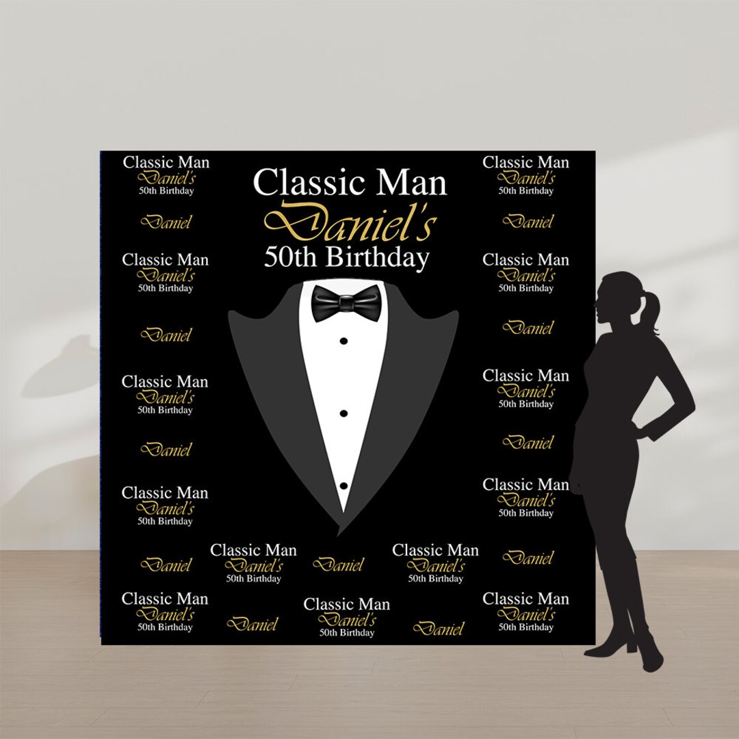 Printable Step and Repeat Classic Man Birthday Photo Booth Backdrop ...