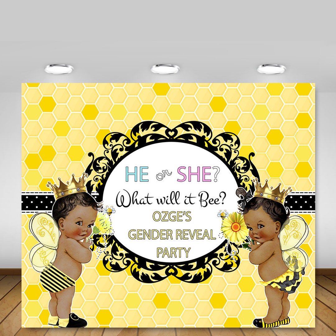 Printable Gender Reveal What Will It BEE Party Backdrop, Bee Gender ...
