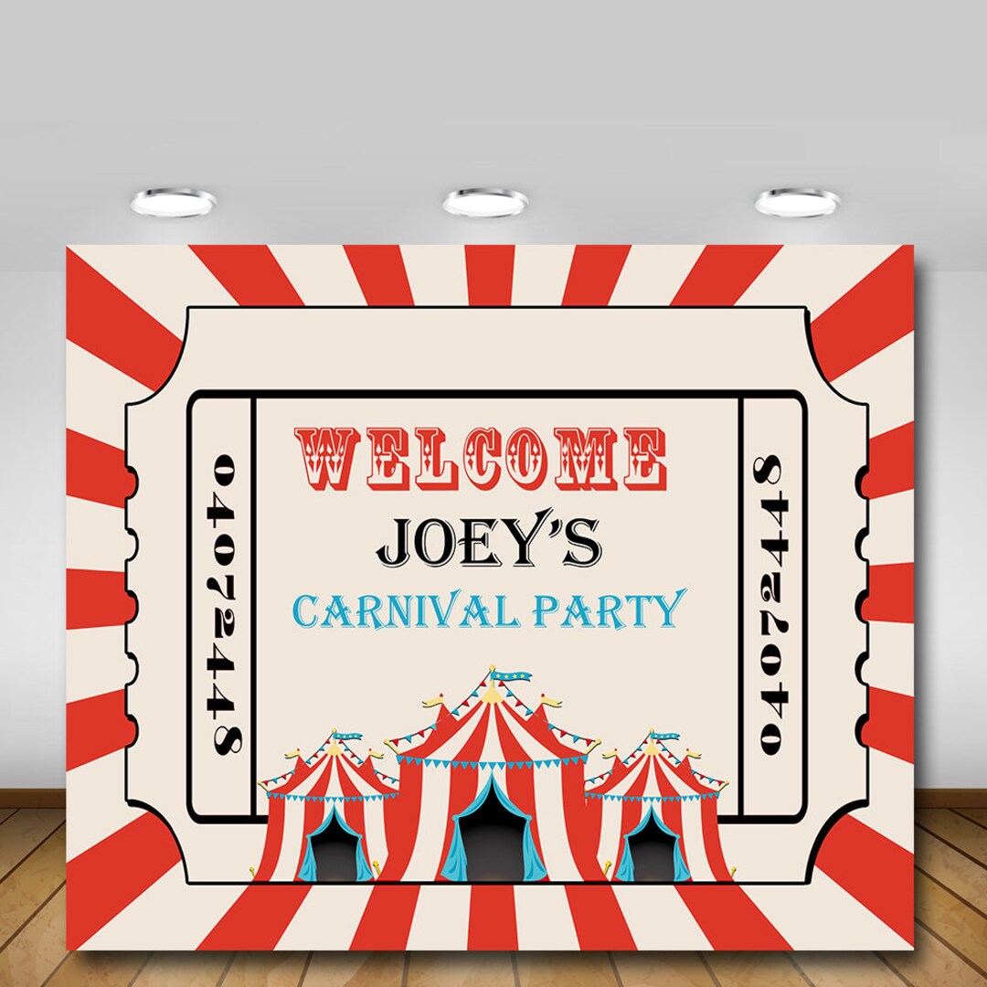 Printable Carnival Birthday Party Backdrop, Circus Birthday Party ...