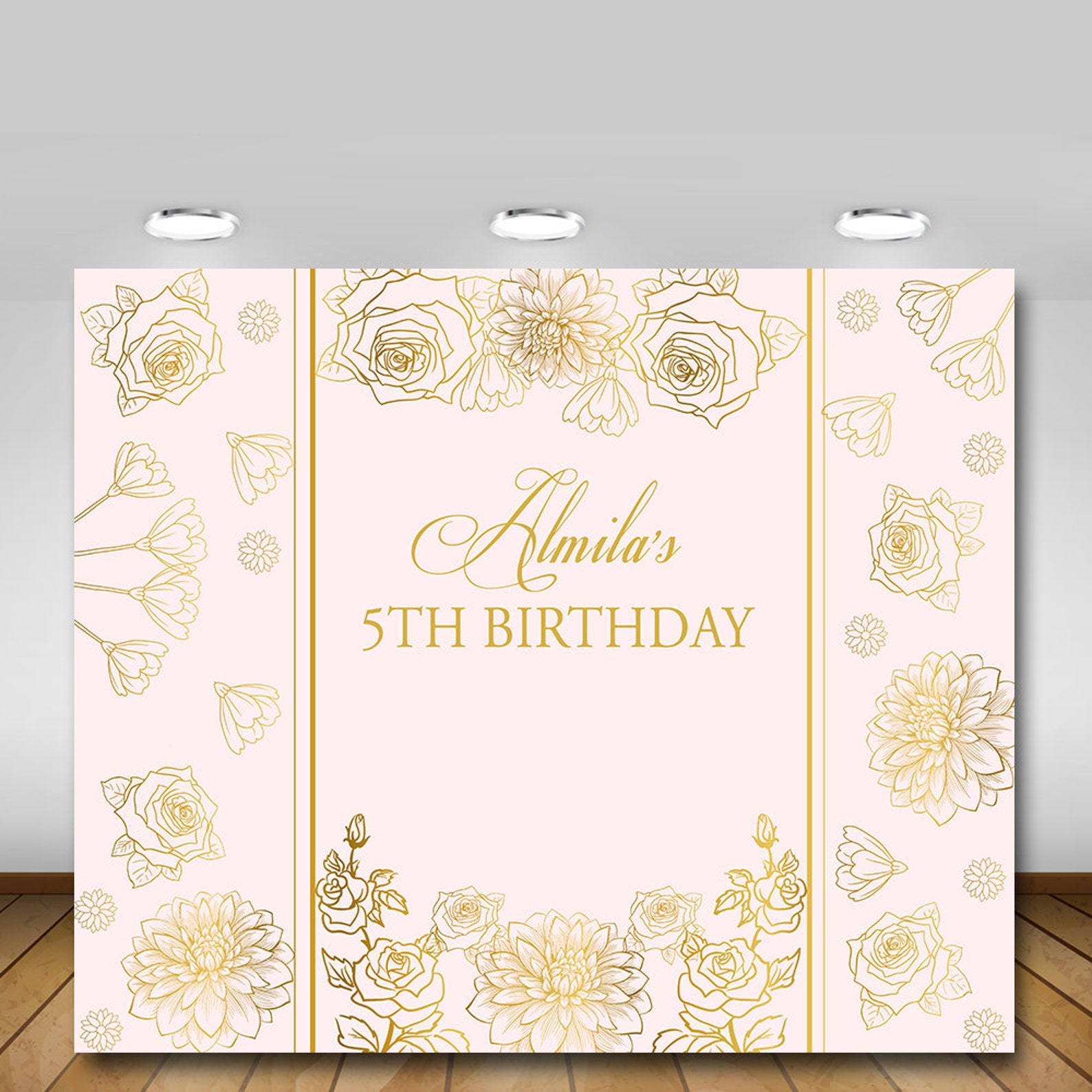 Printable Soft Floral Birthday Backdrop, Custom Banner, Floral Birthday ...