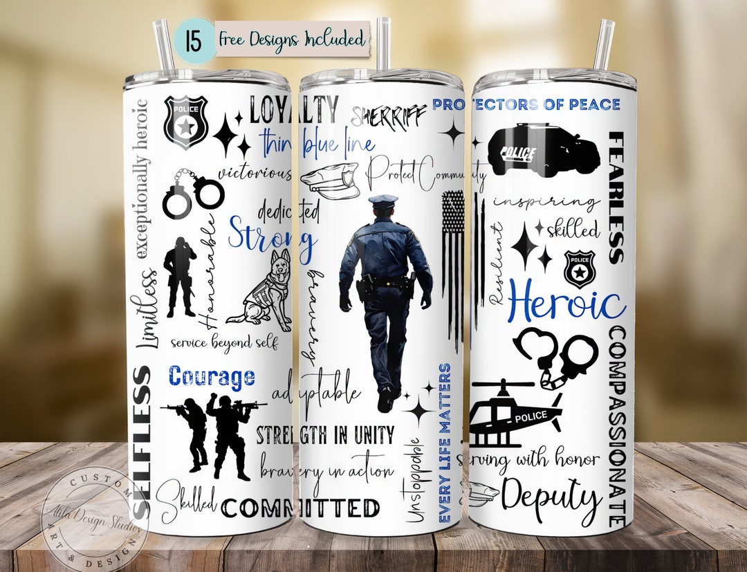 First Responder Thin Blue Line Heroic Police Officer Sherriff 20oz ...