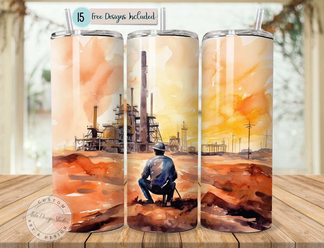 Oilfield Worker Tumbler Cute Design Oil Rig Wrap Gift for Dad 20oz ...