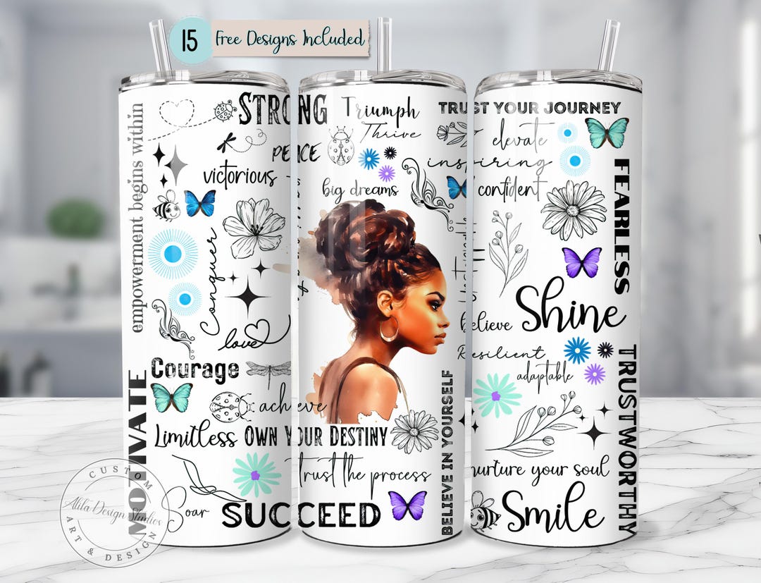 Positive Affirmation Tumbler Wrap PNG Motivational Word Collage Mental ...