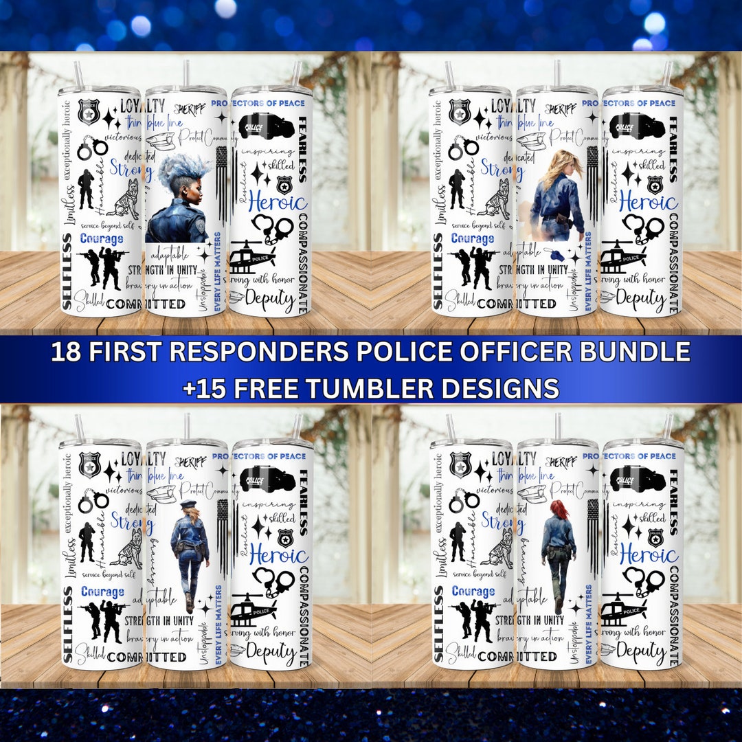 Police Officer Tumbler Wrap Design Bundle Thin Blue Line First ...