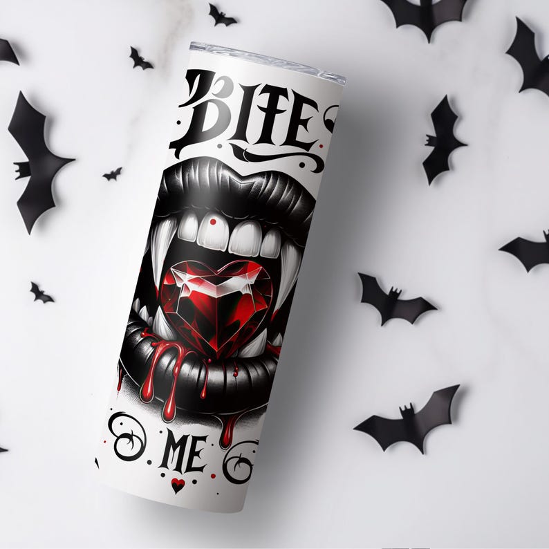 Gothic Girl Bite Me Vampire Tumbler Wrap PNG Gothic Roses 20oz Skinny ...