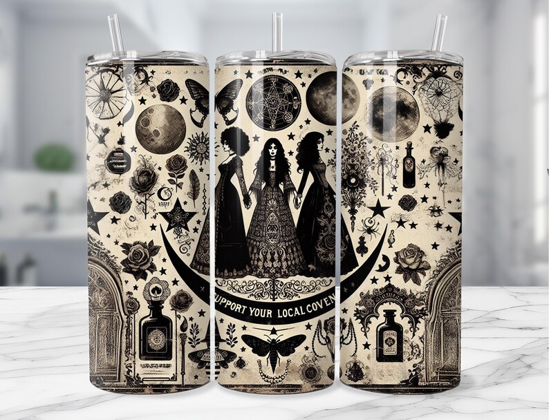 Witch Tumbler Wrap Design Witch PNG Witchcraft Inspired Support Your ...