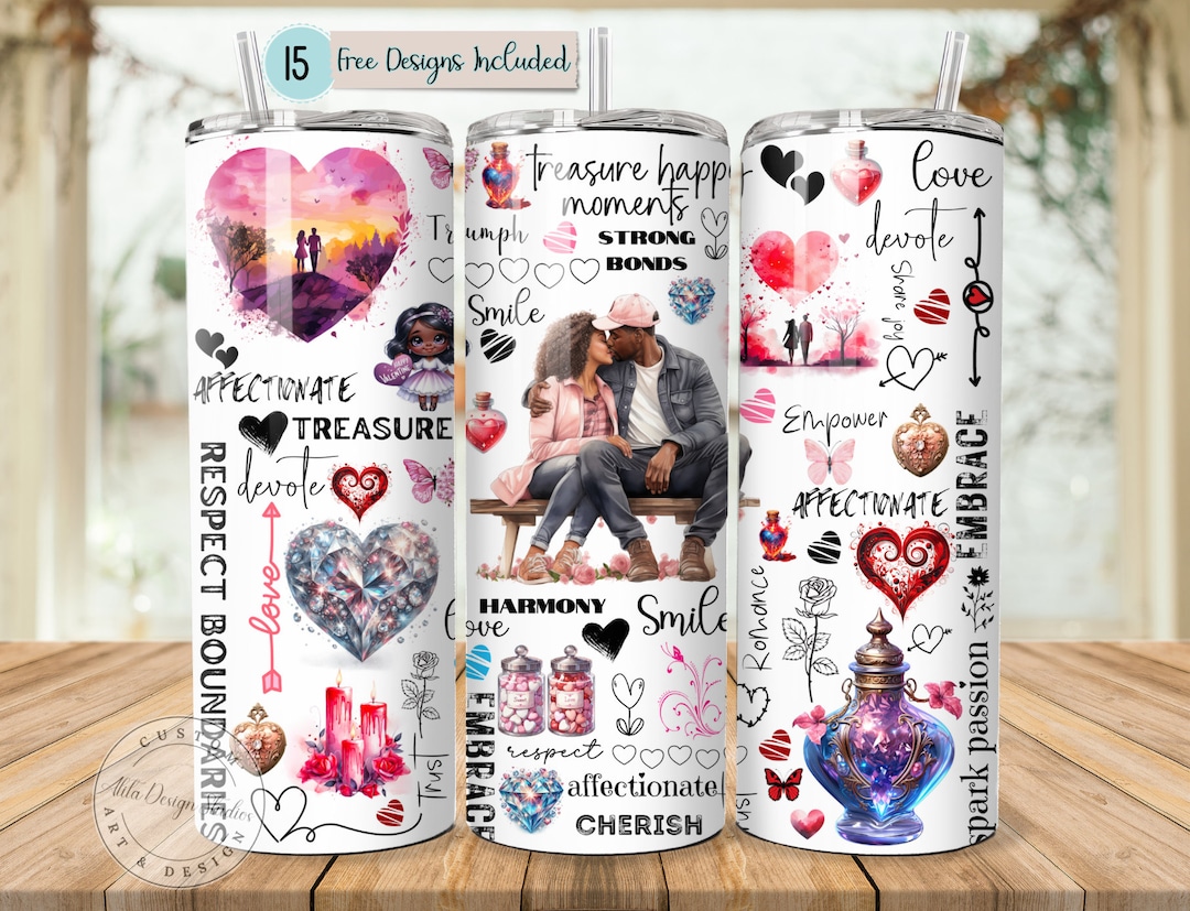 Valentine Day African American Couples Design Love Design 20oz Skinny ...