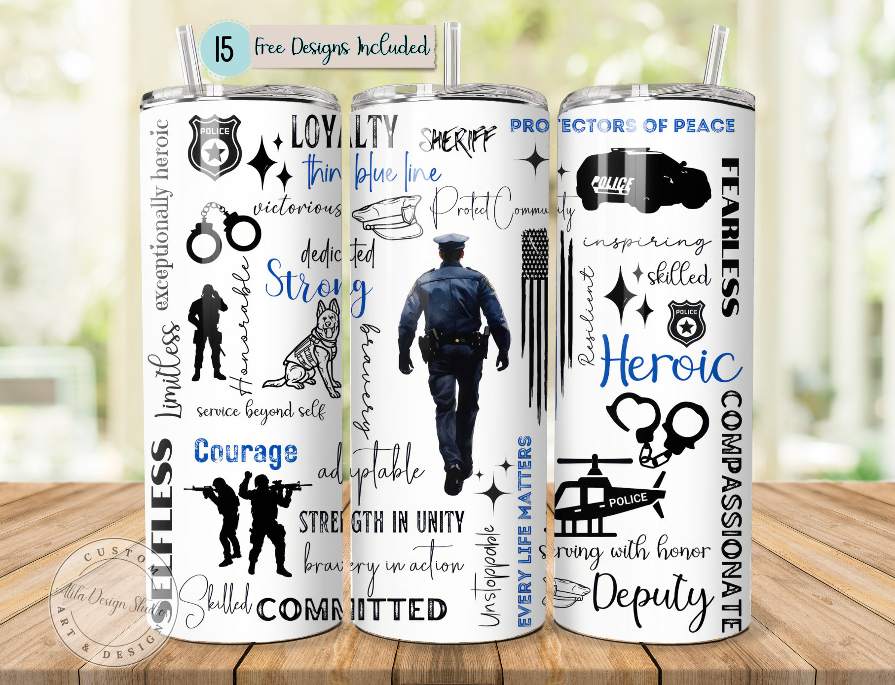 First Responder Thin Blue Line Heroic Police Officer Sheriff 20oz ...