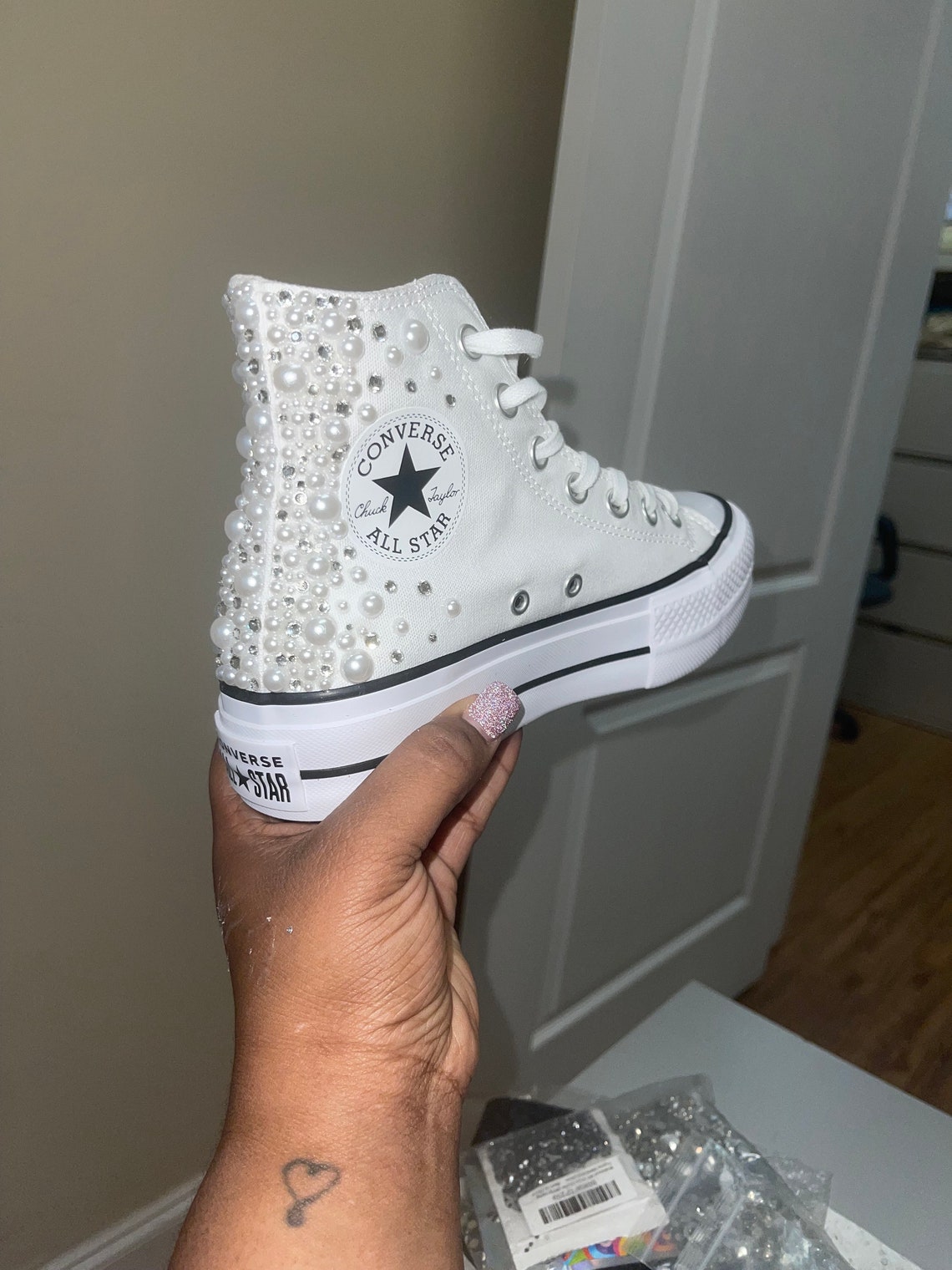 Custom Bling Platform Converse - Etsy
