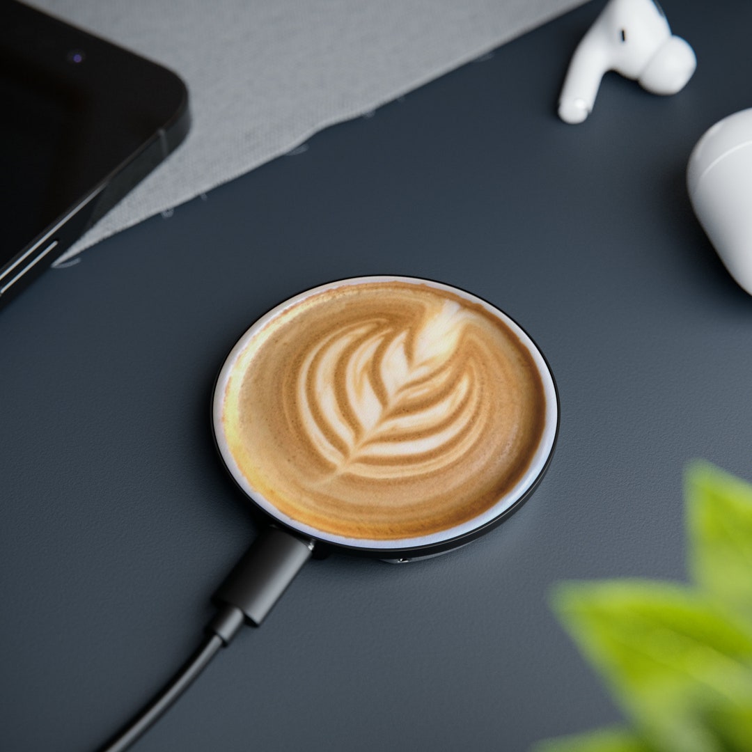 Wireless Phone Charger, Cappuccino Print Magnetic Induction Charger - Etsy