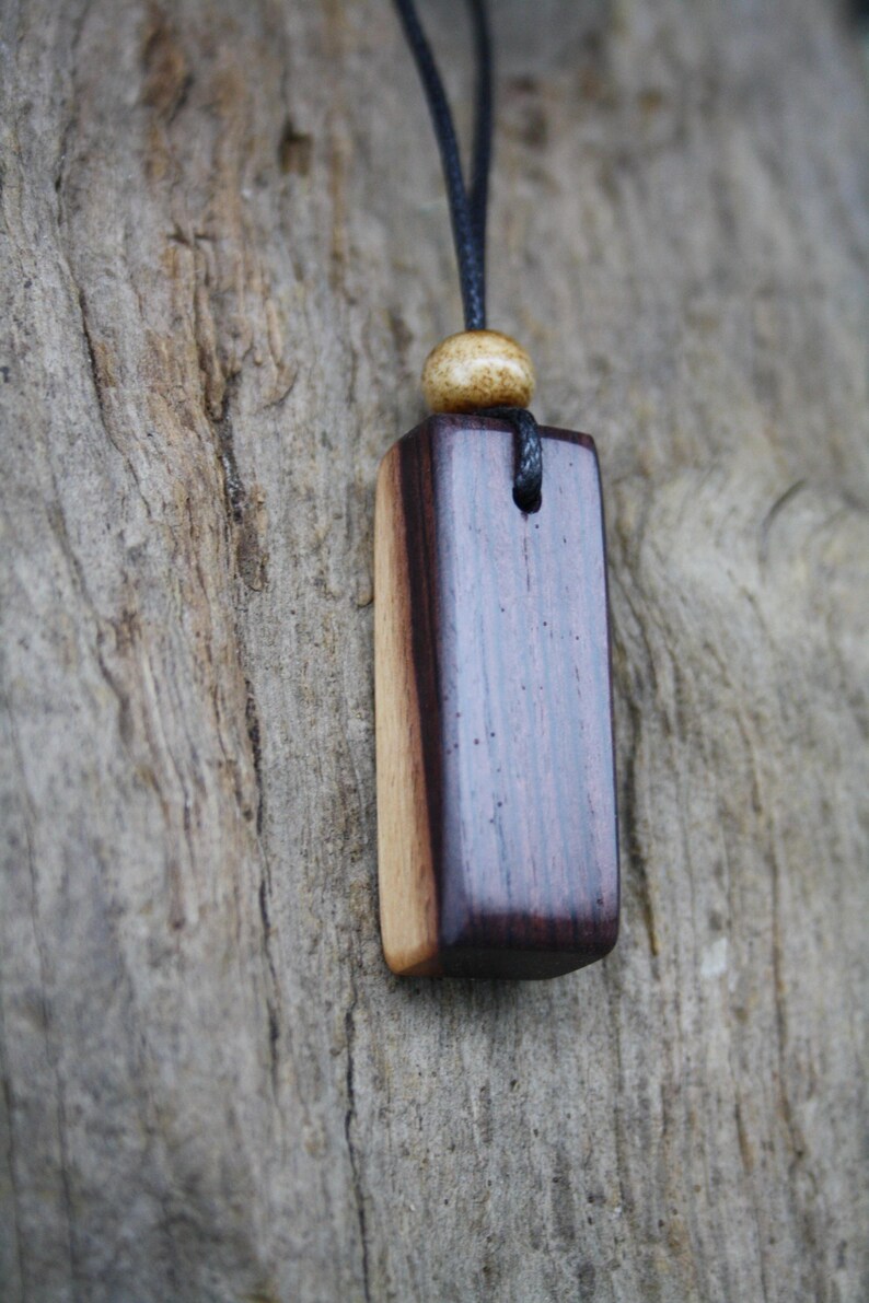 Hand-carved Rosewood Pendant Necklace: Two-tone Wooden Amulet - Etsy Canada